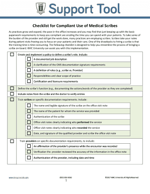Fillable Online Checklist for Compliant Use of Medical Scribes - KMC ...