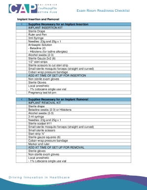Exam Room Supplies Checklist - Fill Online, Printable, Fillable, Blank ...