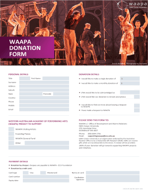 Fillable Online WAAPA Donation Form - ECU Fax Email Print - pdfFiller