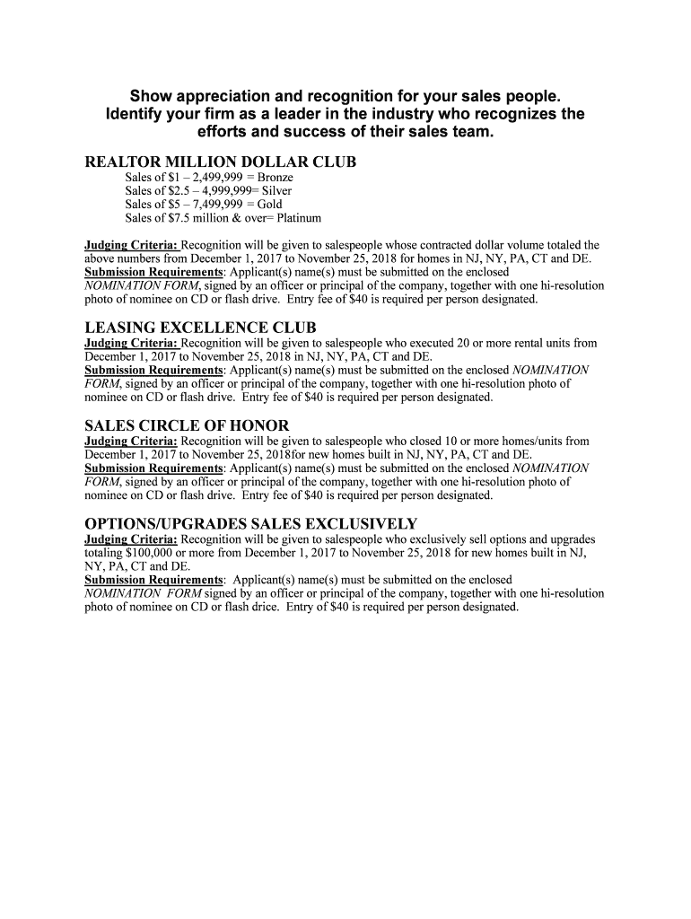 Fillable Online Show appreciation and recognition for your sales people ...