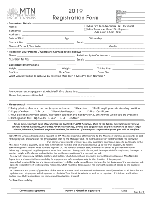 Fillable Online MTN 2019 Entry form.cdr Fax Email Print - pdfFiller
