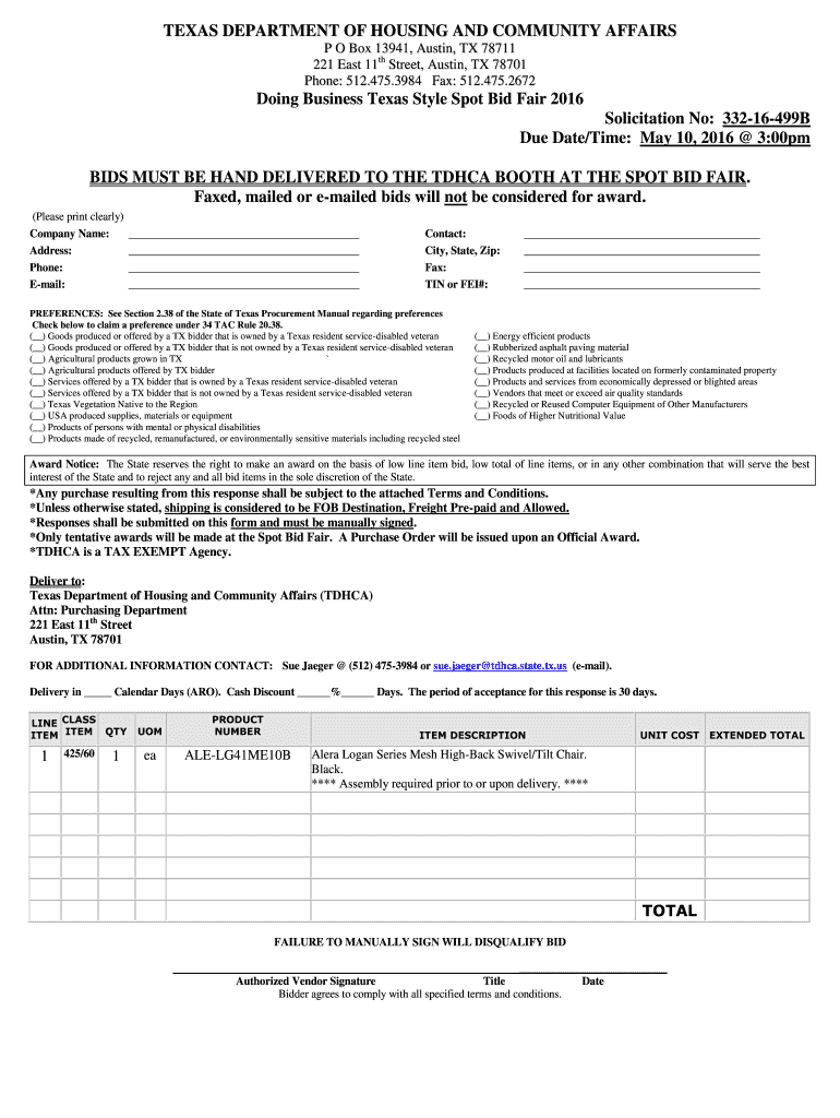 Fillable Online Texas Department of Housing and Community Affairs ...