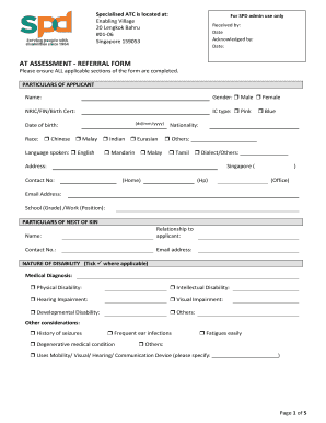 Fillable Online AT ASSESSMENT - REFERRAL FORM Fax Email Print - pdfFiller