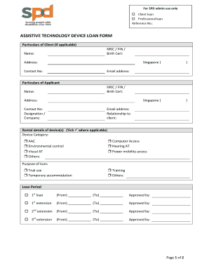 Fillable Online ASSISTIVE TECHNOLOGY DEVICE LOAN FORM Fax Email Print ...