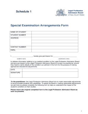 Fillable Online Schedule 1 Special Examination Arrangements Form Fax ...