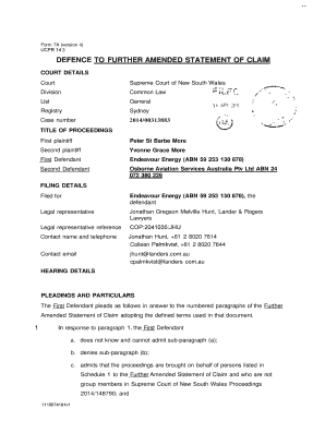 Fillable Online Responding to a Statement of Claim - defendant - local ...