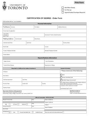 Fillable Online CERTIFICATION OF DEGREE - Order Form Fax Email Print ...