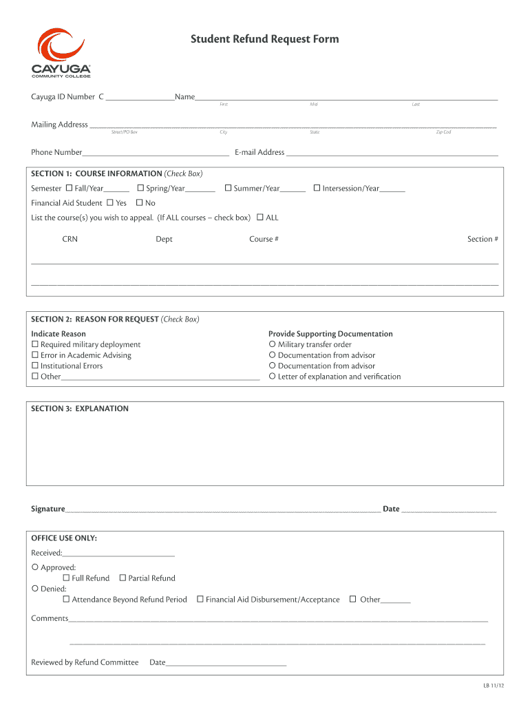 Fillable Online Student Refund Request Form. Student Refund Request ...
