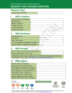 Fillable Online AED Registration Form - SA Ambulance Service Fax Email ...