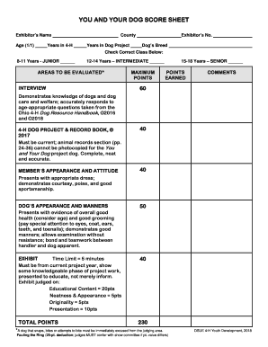 Fillable Online YOU AND YOUR DOG SCORE SHEET Fax Email Print - pdfFiller