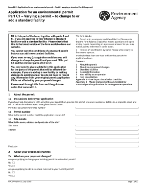 Fillable Online Application for an environmental permit: part C1 vary a ...