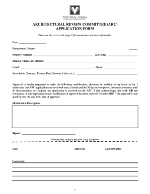 Fillable Online Architectural Review Committee (ARC) Application Form ...