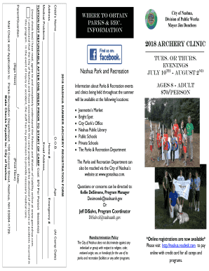 Fillable Online 2018 NASHUA SUMMER ARCHERY REGISTRATION FORM Fax Email ...