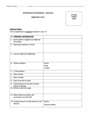 Fillable Online mba biu ac ROTHSCHILD FELLOWSHIPS 2020/2021 Application Form ... Fax Email Print ...