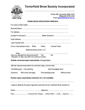Fillable Online TRADE SPACE APPLICATION FORM Fax Email Print - pdfFiller