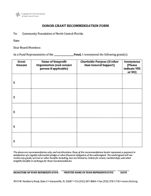 Fillable Online donor grant recommendation form - Community Foundation ...