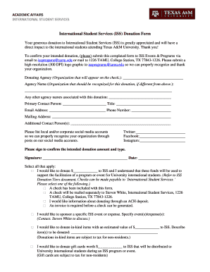 Fillable Online International Student Services (ISS) Donation Form Fax ...