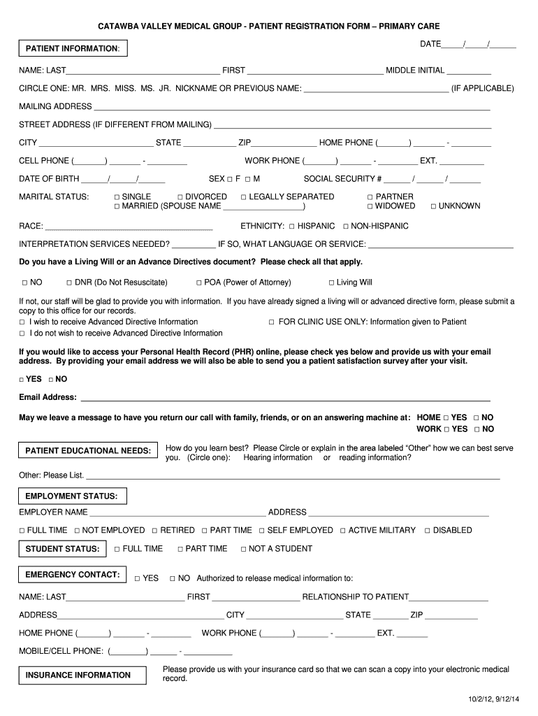 Fillable Online patient registration / encounter form - Urology San ...