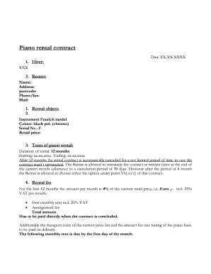 Fillable Online Piano rental contract Fax Email Print - pdfFiller
