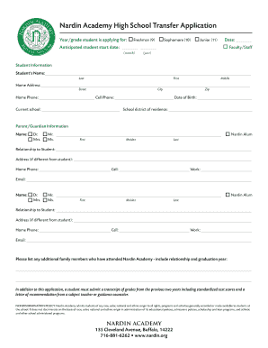 High School Transfer Form | pdfFiller