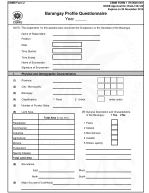 Fillable Online 2014 PH CBMS Form 1 Fill Online, Printable, Fillable ...