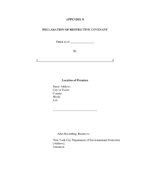 Fillable Online APPENDIX D DECLARATION OF RESTRICTIVE COVENANT Fax ...