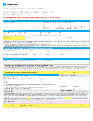 Fillable Online Clinical Genomics Test Requisition Form - Page 1 of 5 ...