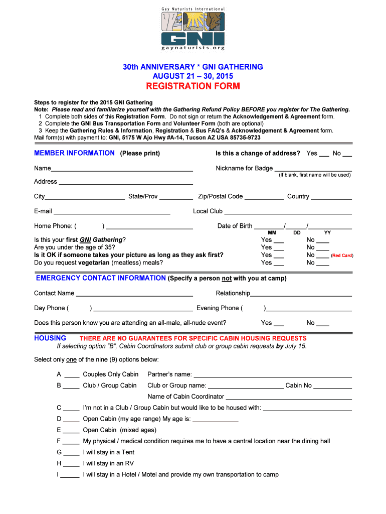 Fillable Online gni memberclicks 2015 Registration Form - gni ...