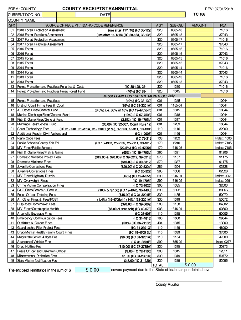 Fillable Online County Receipts Form FY19 (interactive PDF) Fax Email ...