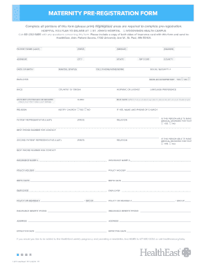 Fillable Online maternity pre-registration form - Fairview Fax Email ...