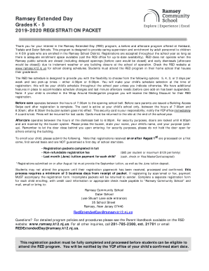 Fillable Online Ramsey Extended Day / Ramsey Extended Day Registration ...
