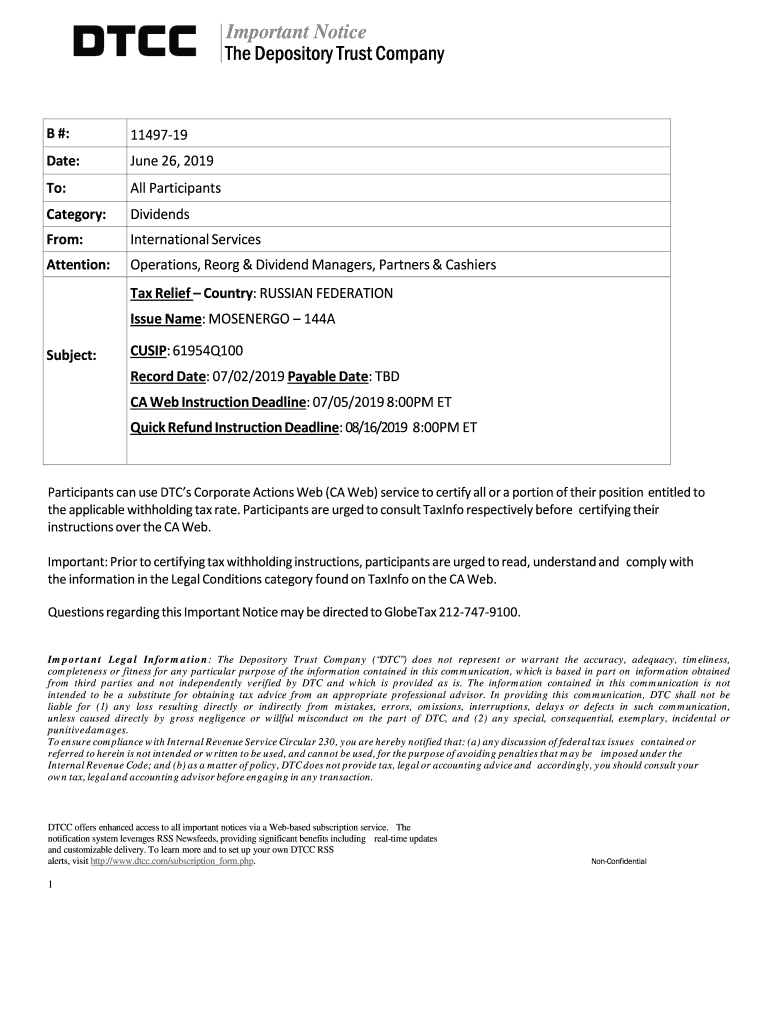 Fillable Online I Important Notice Fax Email Print - pdfFiller