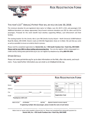 Fillable Online ride registration form - The Patriot Ride Fax Email ...