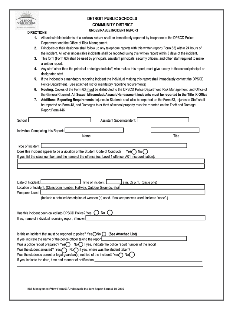 Fillable Online Police / Safety and Security Enhancements - Detroit ...