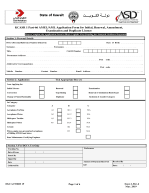 Fillable Online KCASR 1 Part-66 AMEL/AML Application Form for Initial ...