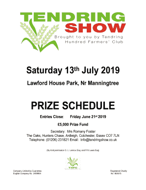 Fillable Online Design a Front Cover for the Tendring Show Programme ...