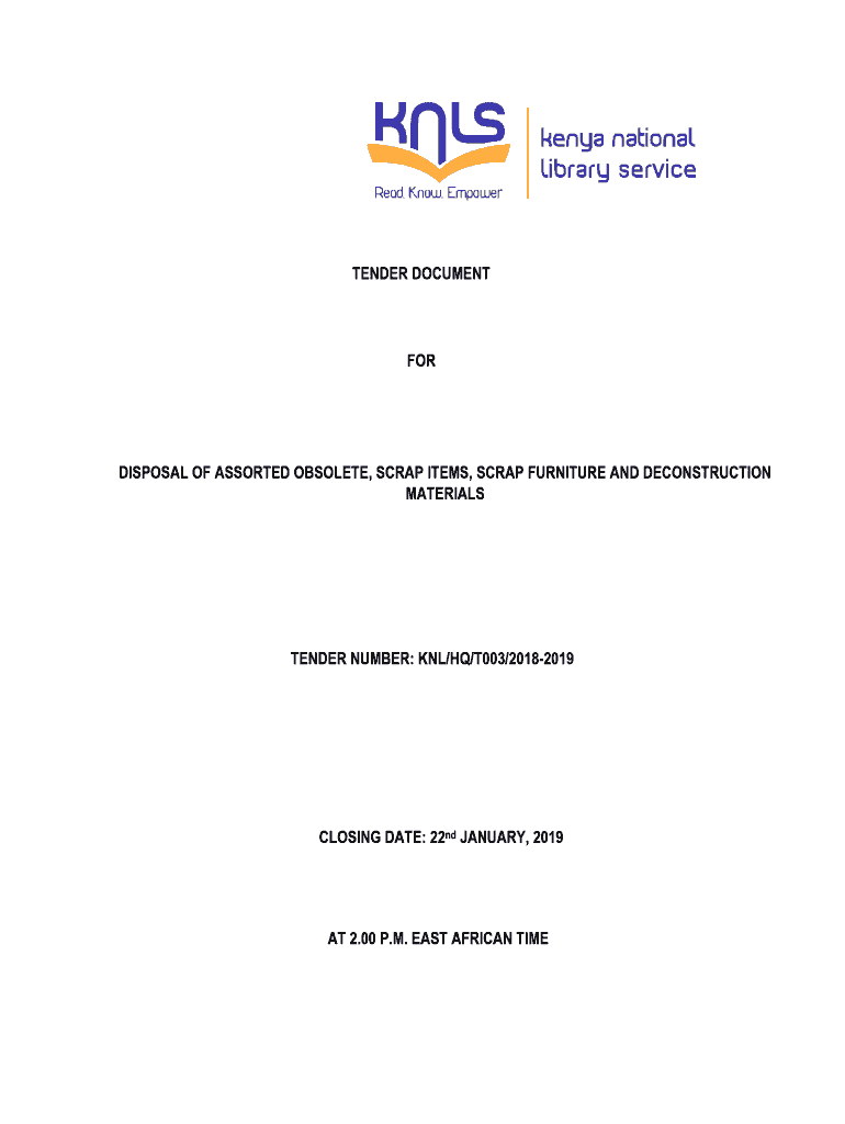 Fillable Online tender document for disposal of assorted obsolete ...