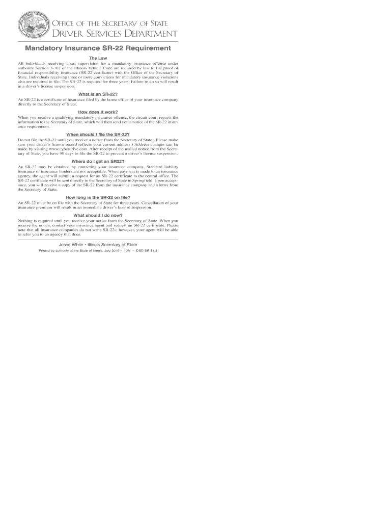 SR-22 Insurance, Division of Motor Vehicles, Department of: Fill out ...