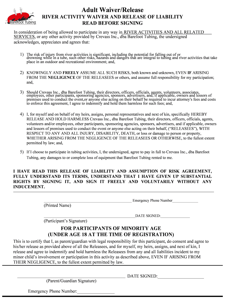 Liability waiver form: Fill out & sign online | DocHub
