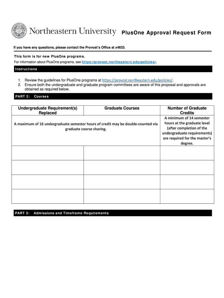 Fillable Online provost northeastern PlusOne Approval Request Form mr - provost.northeastern.edu ...