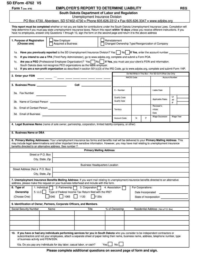 Fillable Online Division of Unemployment Insurance - Forms - South ...