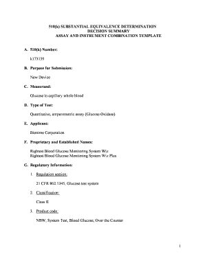 Fillable Online 510(k) Substantial Equivalence Determination Decision ...