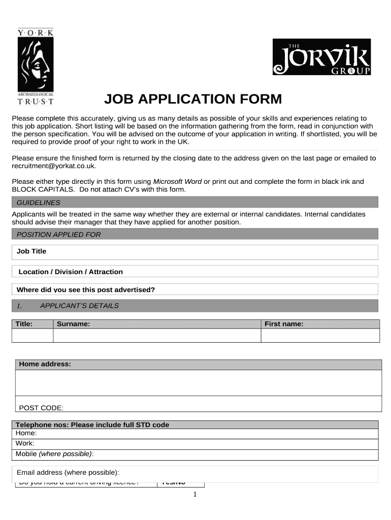 Job Application - YAT Doc Template | pdfFiller
