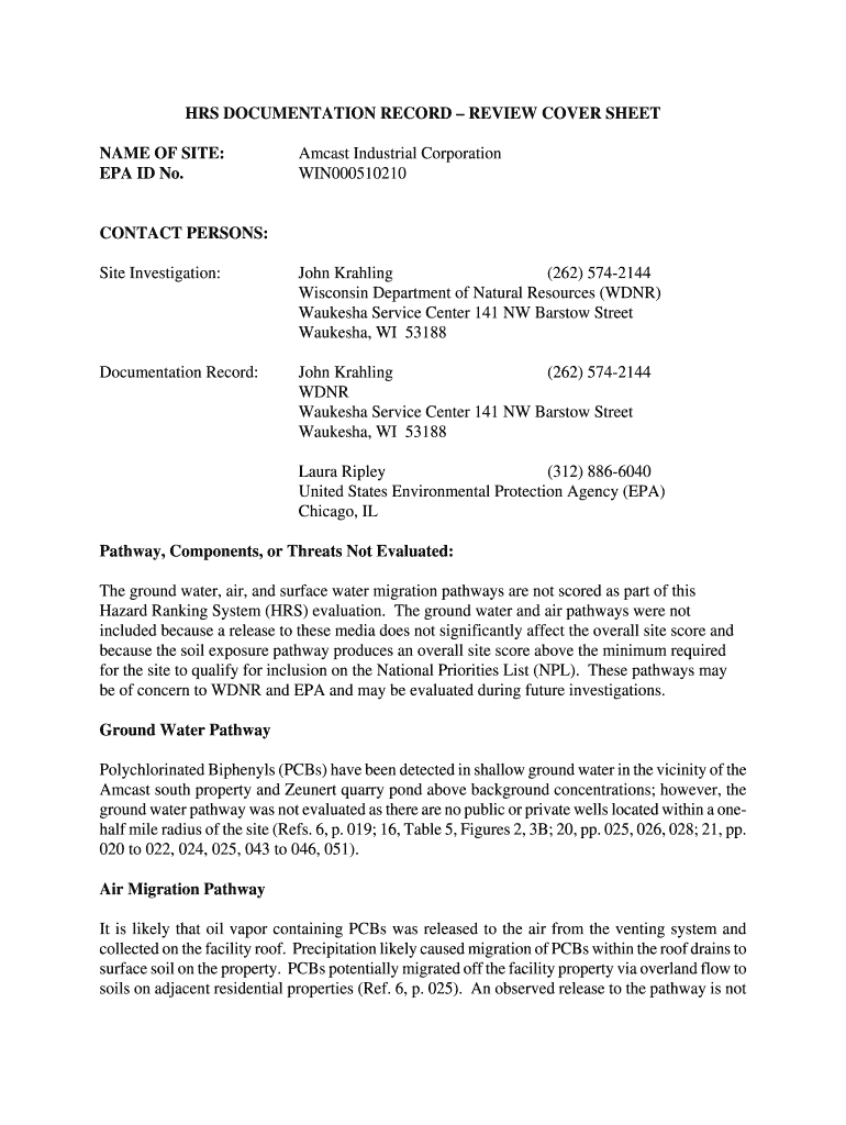 Fillable Online HRS DOCUMENTATION RECORD REVIEW COVER SHEET Fax Email ...