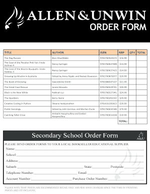 Fillable Online Secondary School Order Form Primary School Order Form ...