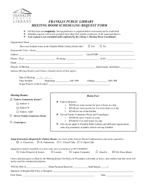 Fillable Online MEETING ROOM SCHEDULING REQUEST FORM Fax Email Print ...