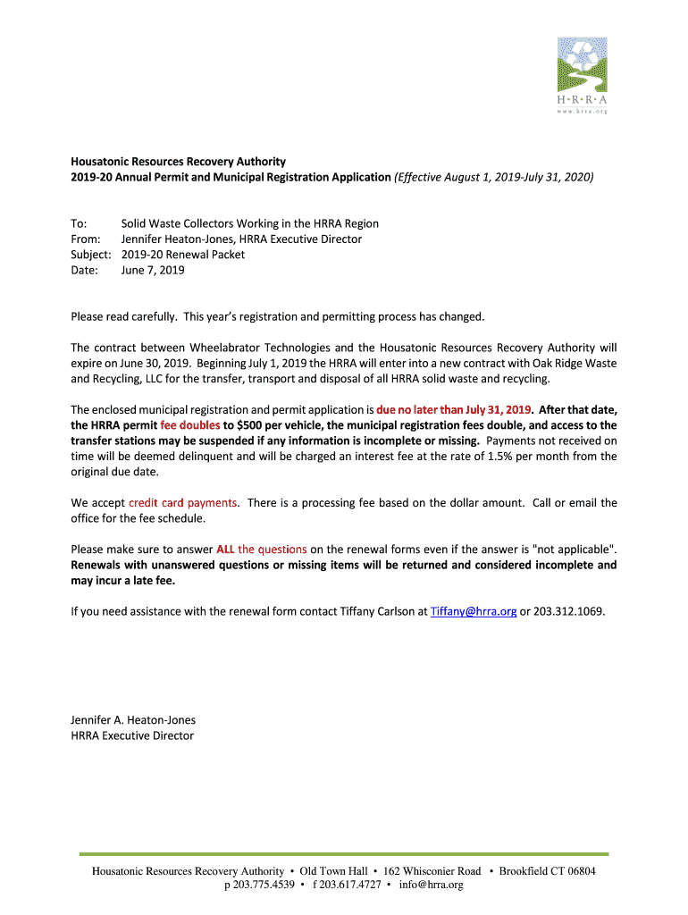 Fillable Online 2019-20 Annual Permit and Municipal Registration ...