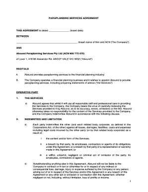 Fillable Online Paraplanning Services Agreement - Abound Paraplanning ...