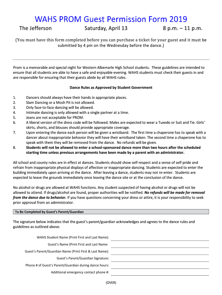 Fillable Online Morgan County High School Guest Permission Form for ...