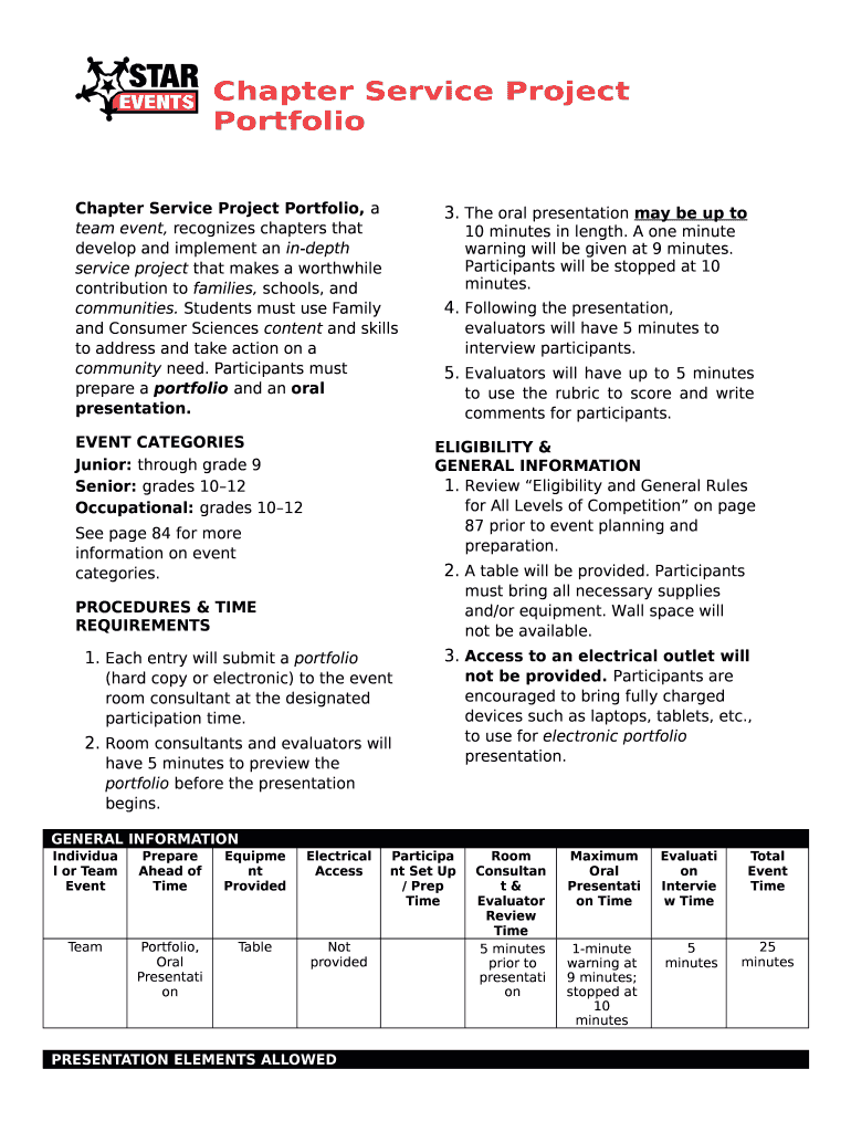 chapter service project portfolio - mn fccla Doc Template | pdfFiller